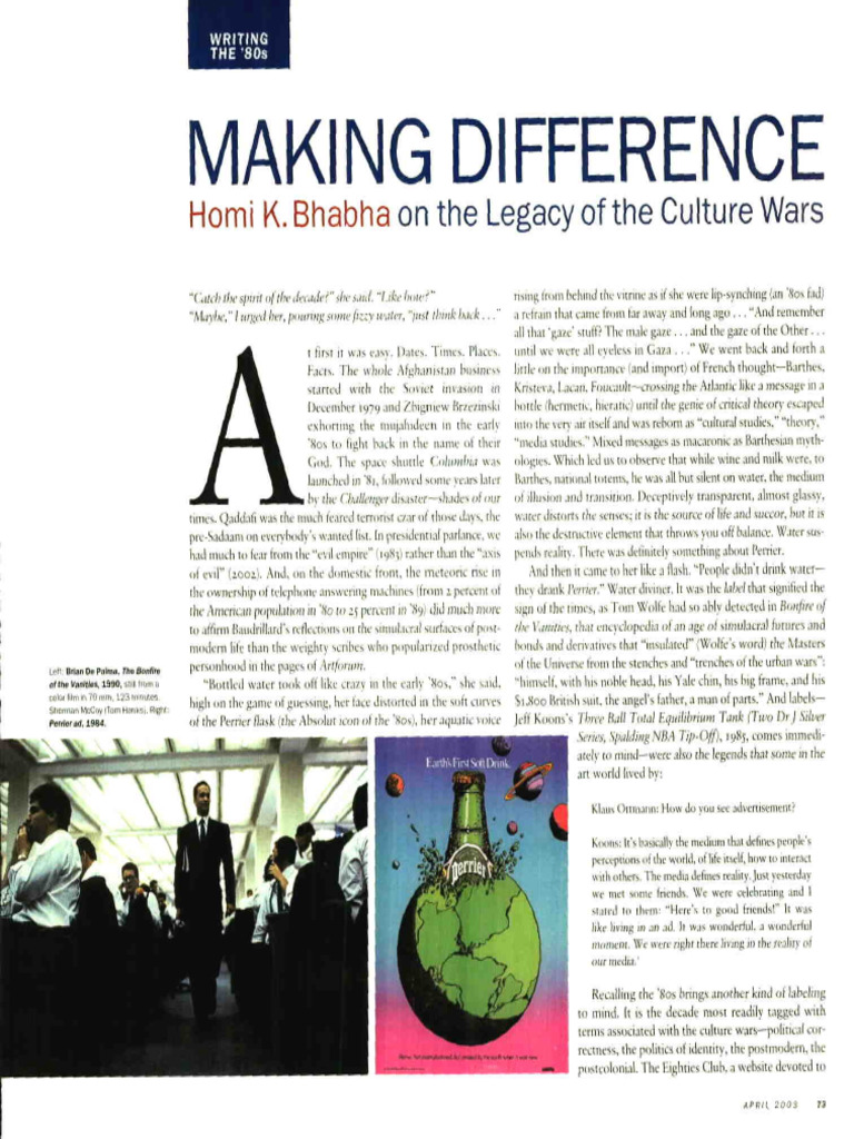 Bhabha - Making Difference - Homi K. Bhabha On The Legacy of The ...