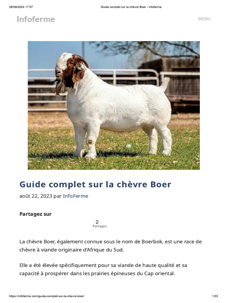 Guide sur la chèvre Boer et son élevage | PDF | Chèvre | Viande