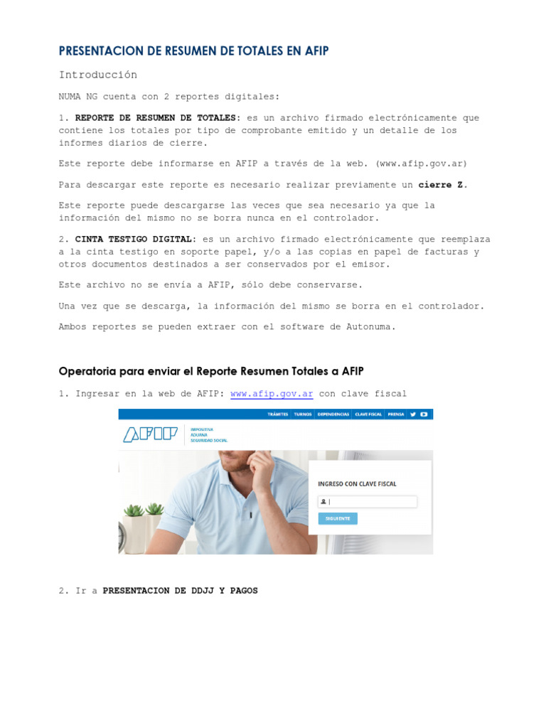 Presentacion de Resumen de Totales en Afip | PDF