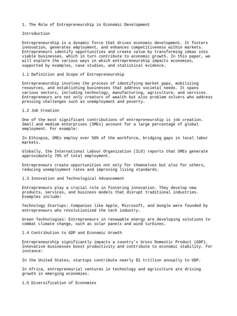 The Role of Entrepreneurship in Economic Development | PDF ...