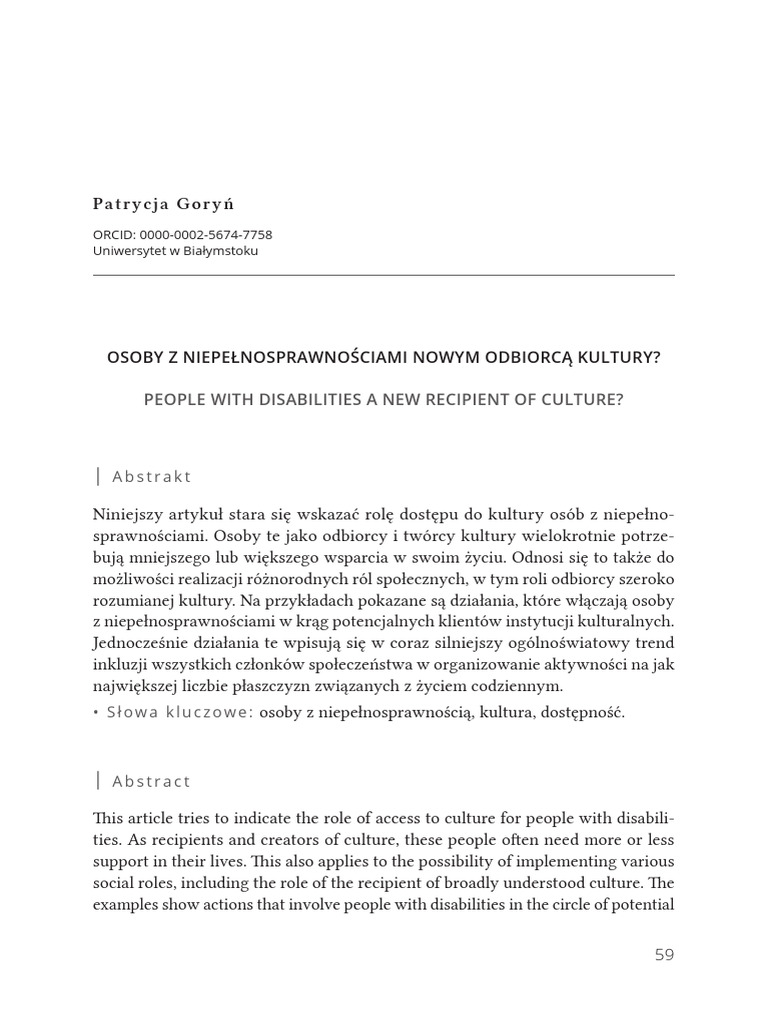 P Goryn Osoby Z Niepelnosprawnosciami | PDF
