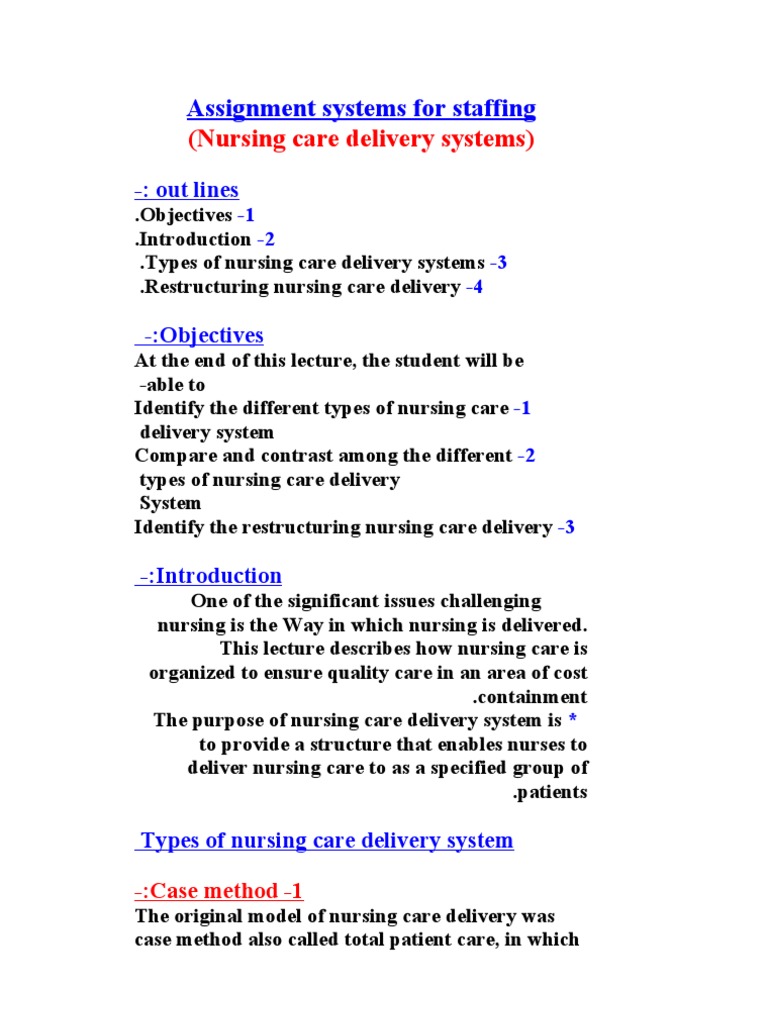 Assignment Systems For Staffing | PDF | Nursing | Health Care