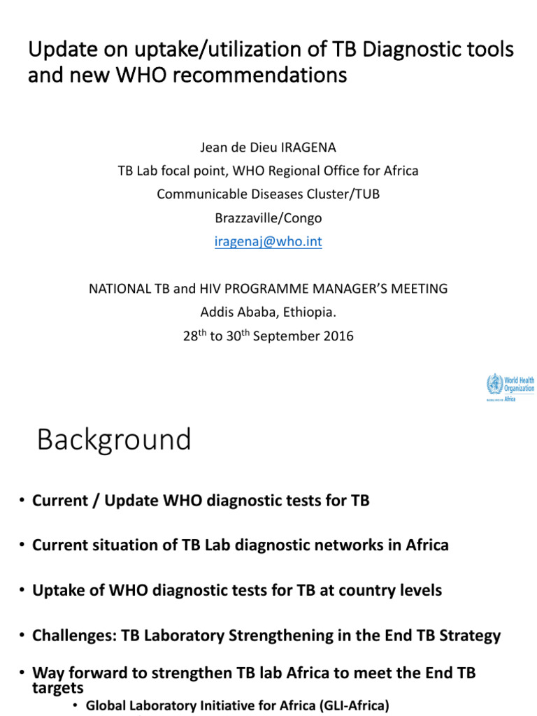 TB Diagnostic Tools Update & WHO Guidelines | PDF | Tuberculosis ...