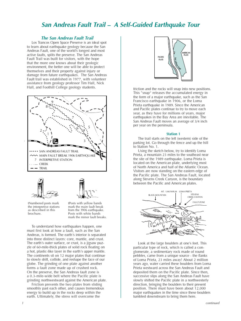 San Andreas Fault Trail | PDF | Plate Tectonics | Earthquakes