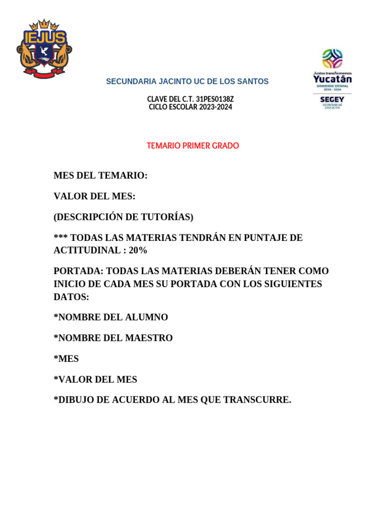 FORMATO DE TEMARIO | PDF