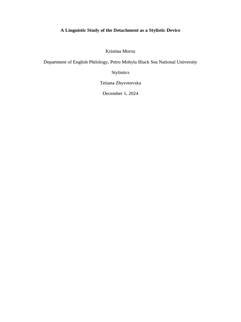 Detachment as a Stylistic Device in Language | PDF | Semantics ...