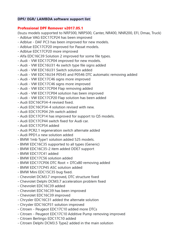 Dpf Egr Lambda Remover 2017-05 Professional (1) | PDF | Opel | Audi