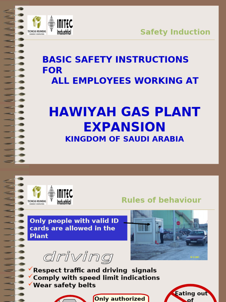 Safety Guidelines for Hawiyah Gas Plant | PDF | Personal Protective ...