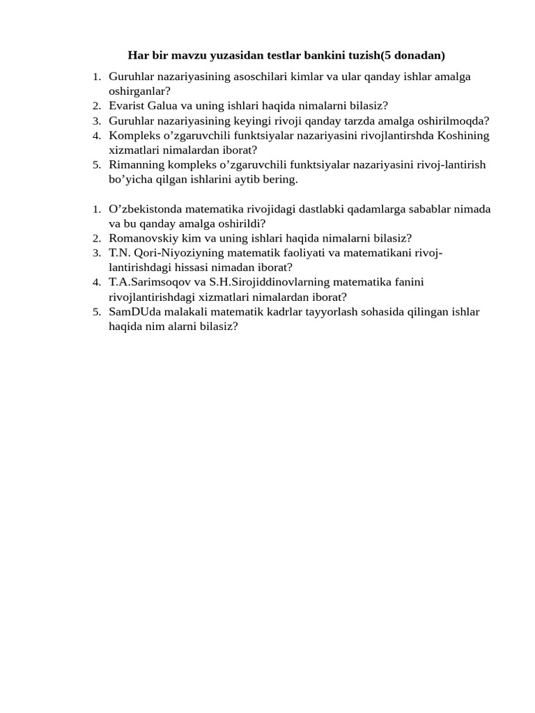 2MT - 5tadan Savollar | PDF