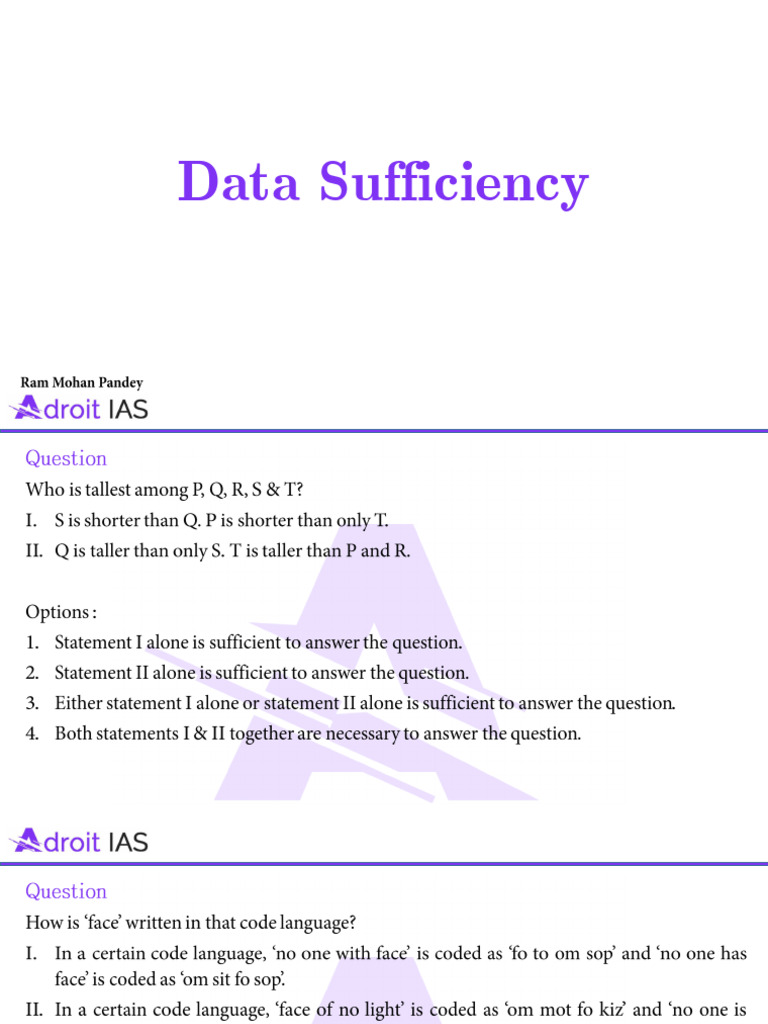 Data Sufficiency PPT | PDF
