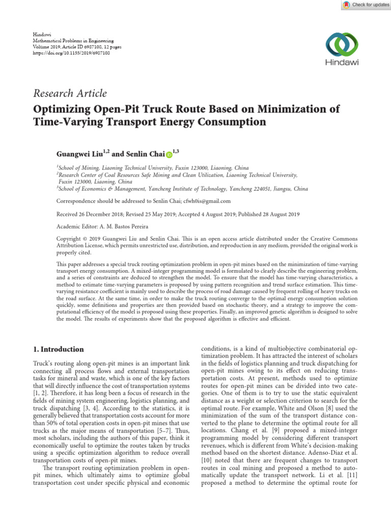 Optimizing Open‐Pit Truck Route | PDF | Mathematical Optimization | Routing
