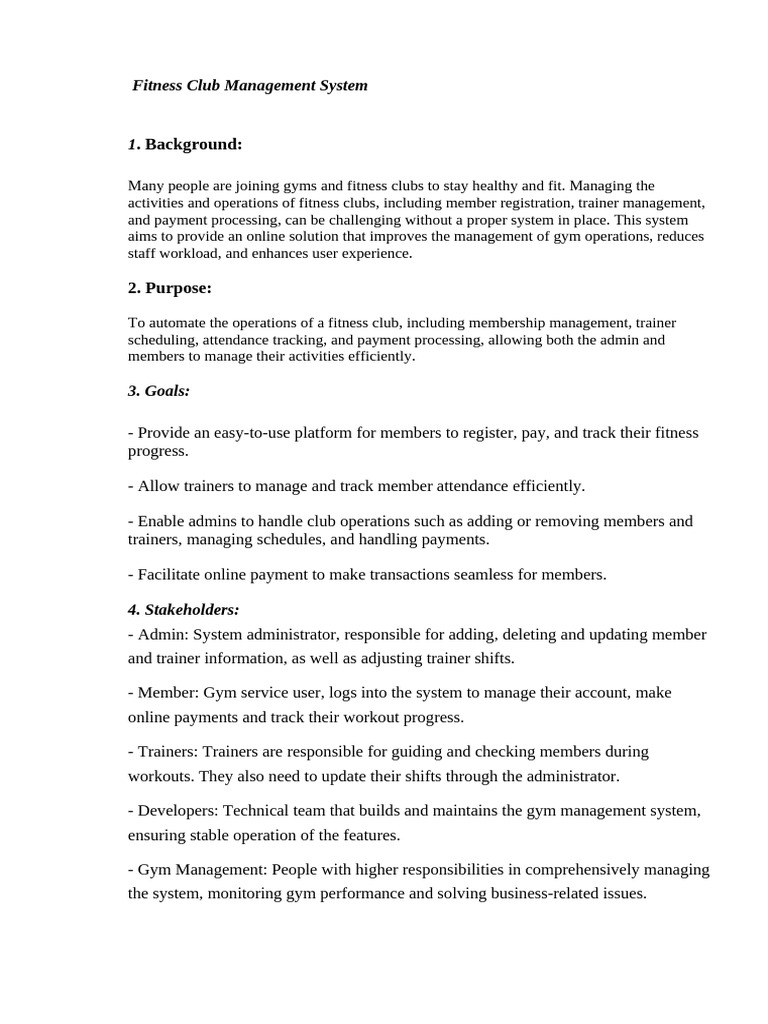 Fitness Club Management System | PDF
