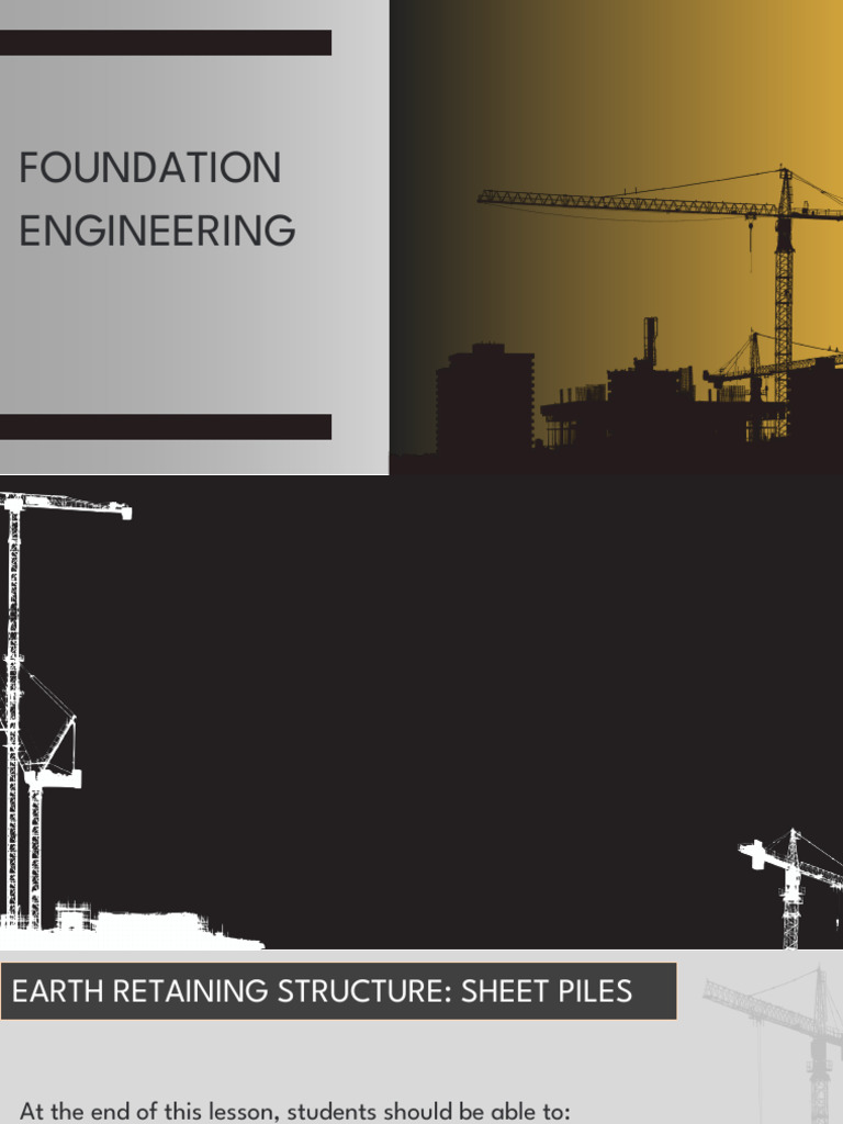 Cea427 4th Week Sheet Piles Anchored Cantilever Piles | PDF | Deep ...