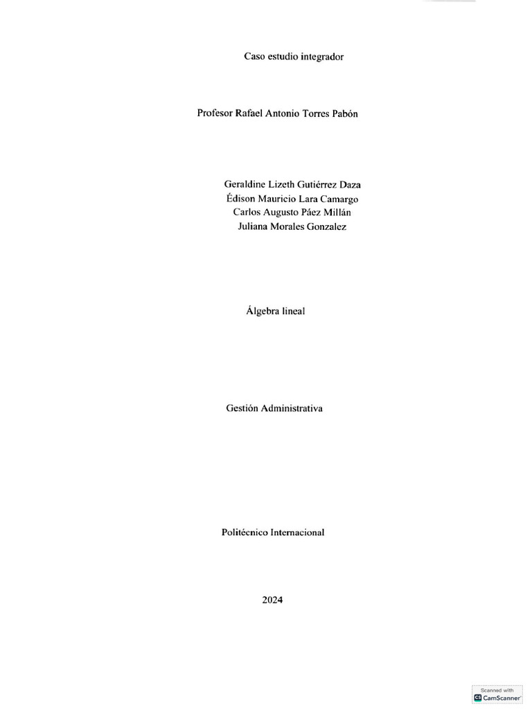 Caso Estudio Integrador Álgebra Lineal | PDF