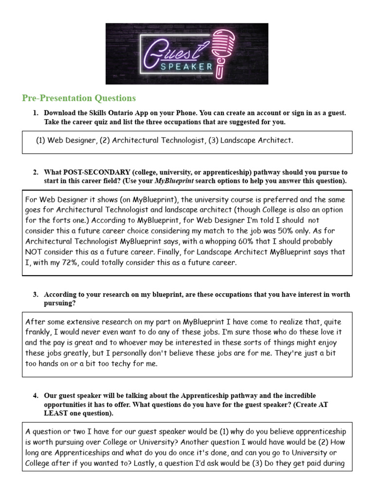 Guest Speaker Worksheet | PDF