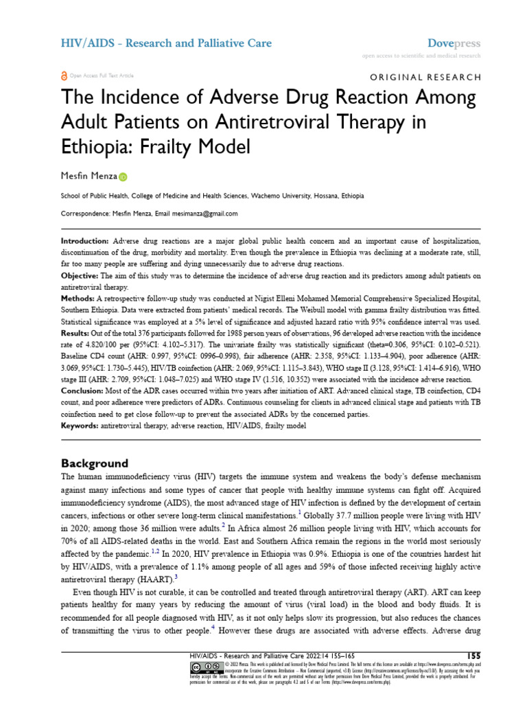 The Incidence of Adverse Drug Reaction Among | PDF | Management Of Hiv ...