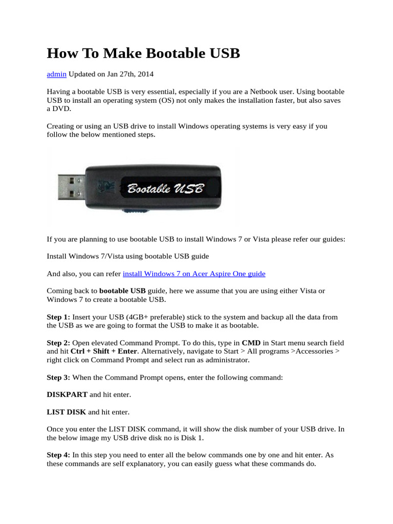 How To Make Bootable USB | PDF | Booting | System Software