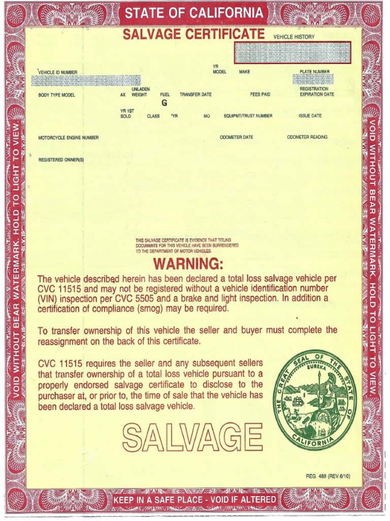 Salvage Califonia | PDF
