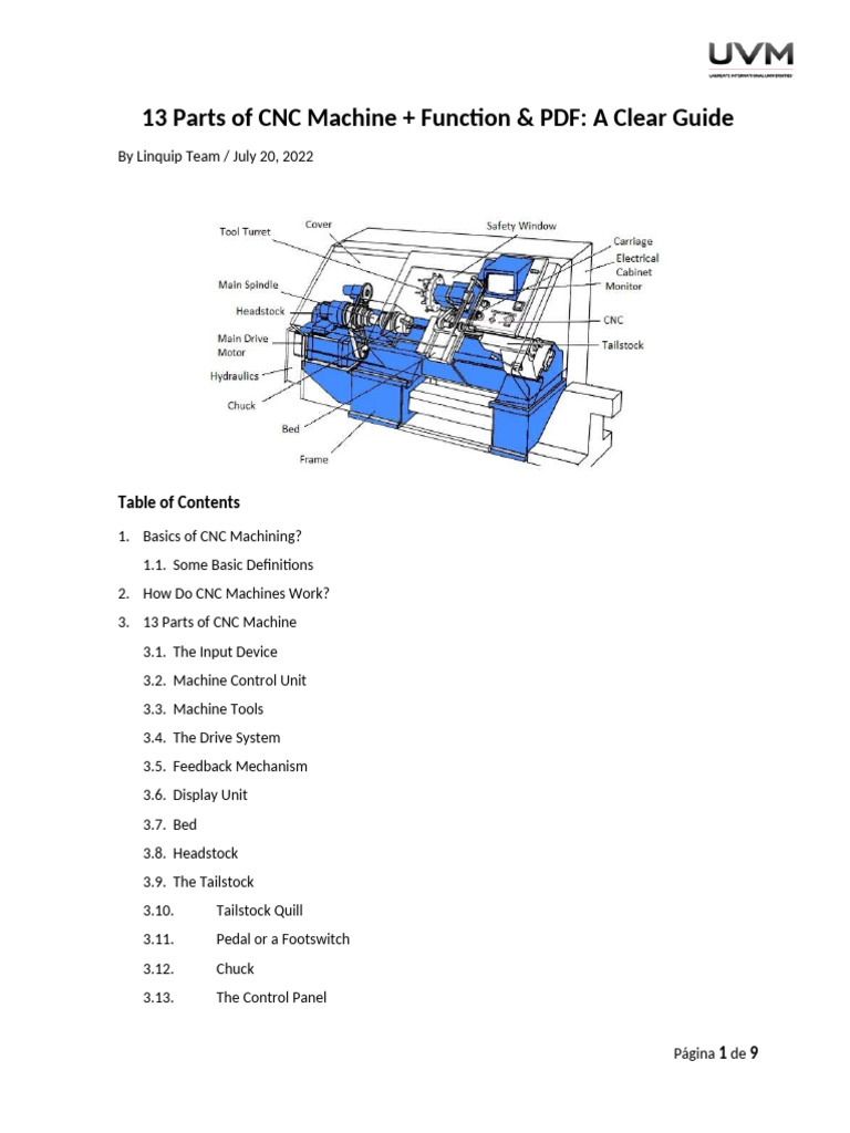 Parts of CNC Machine - Linquip | PDF | Numerical Control | Machines