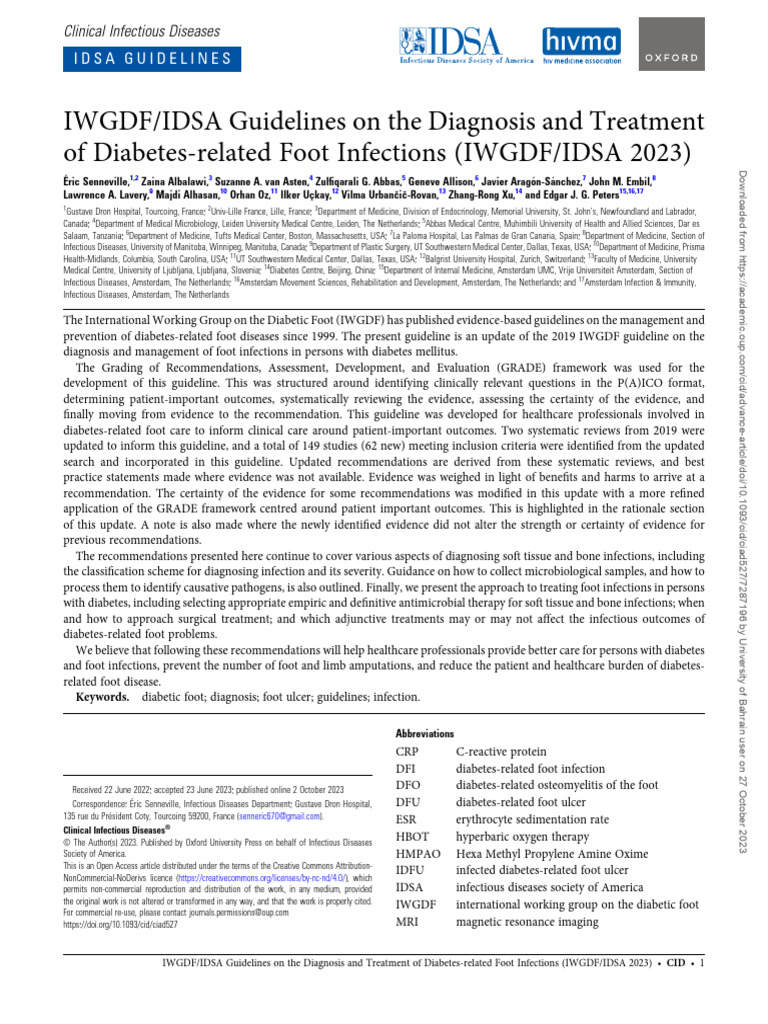 2021 IDSA Diabetic foot infection | PDF | Infection | Wound