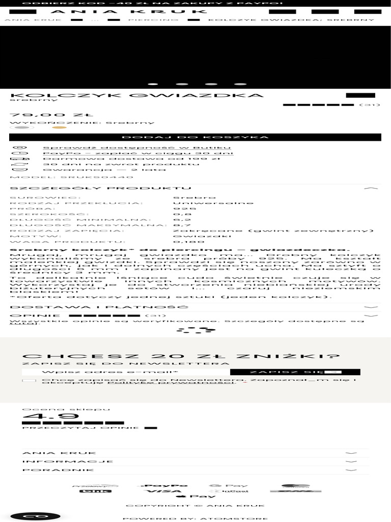 KOLCZYK GWIAZDKA SREBRNY - Ania Kruk | PDF