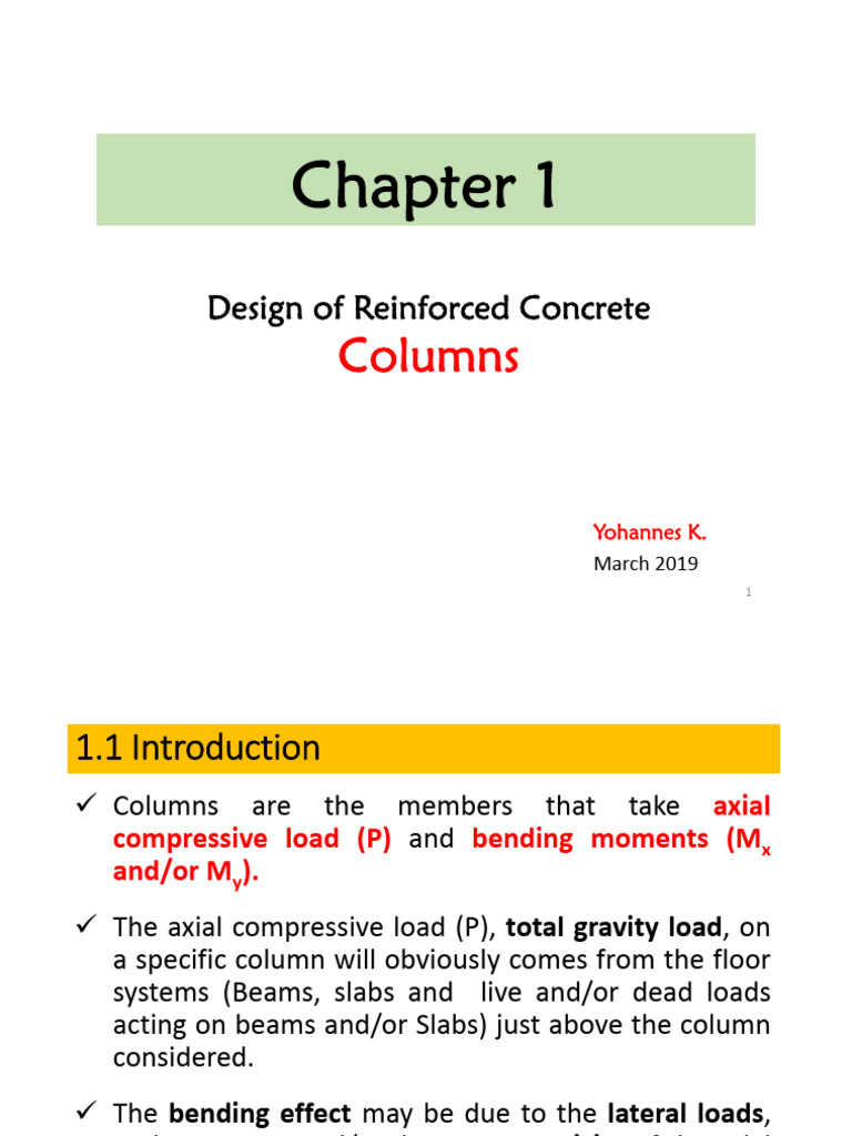 RC II Hand Out Chapter 1 - Columns | PDF | Buckling | Beam (Structure)