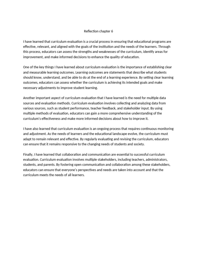 Reflectionpaper-WPS Office | PDF | Curriculum | Evaluation