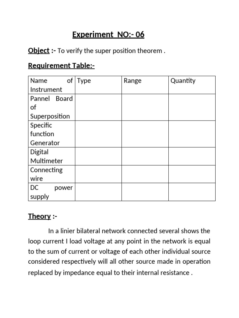 Verify Superposition Theorem Experiment | PDF