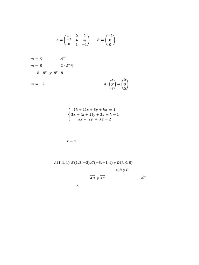 Ejercicios 1º Eval (Álgebra + Vectores) | PDF