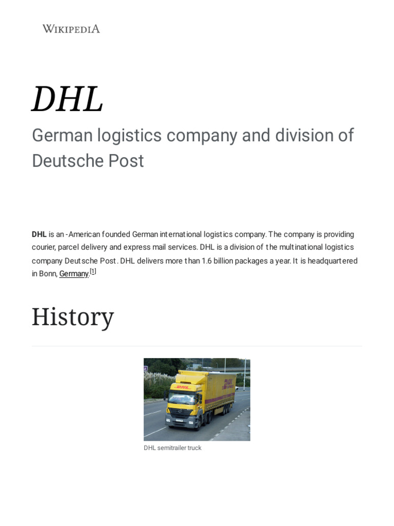 DHL - Simple English Wikipedia, The Free Encyclopedia | PDF | Freight ...