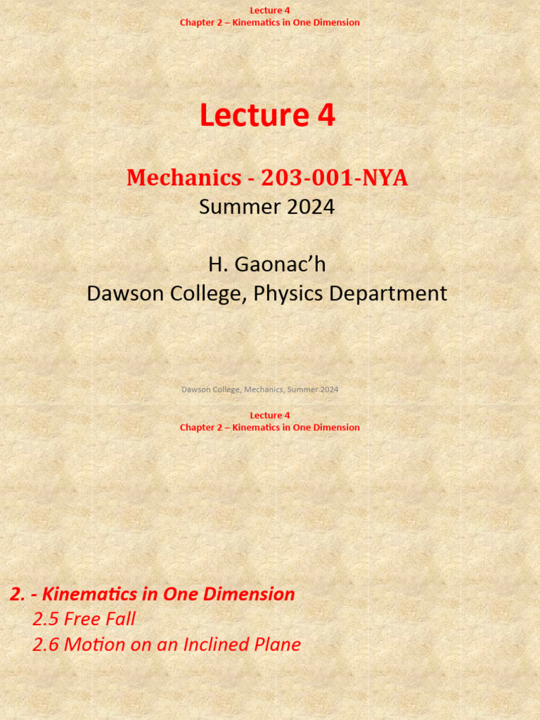 Lecture4 203 NYA 05 Summer2024 | PDF | Mechanics | Physical Phenomena