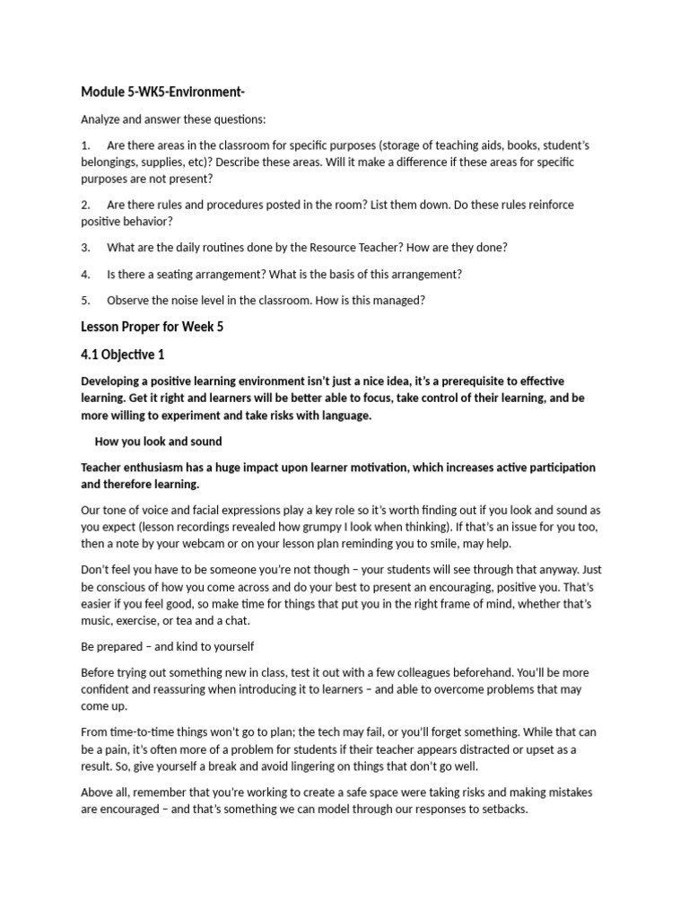 Module 5 wk5 Learning Environment | PDF | Classroom | Learning