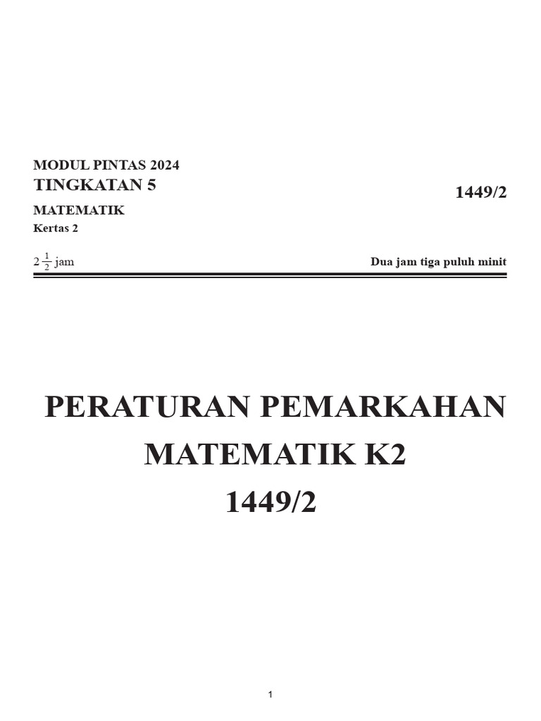 Skema Matematik Trial K2 2024 Selangor | PDF