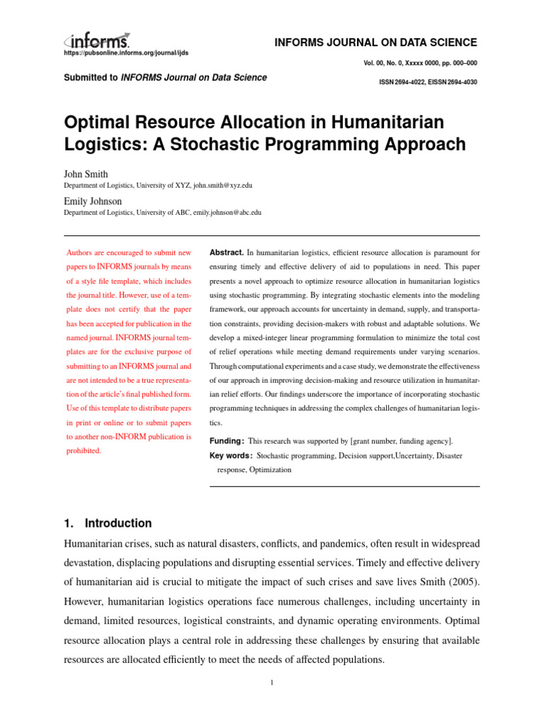 Template For Informs Journal On Data Science | PDF | Mathematical ...