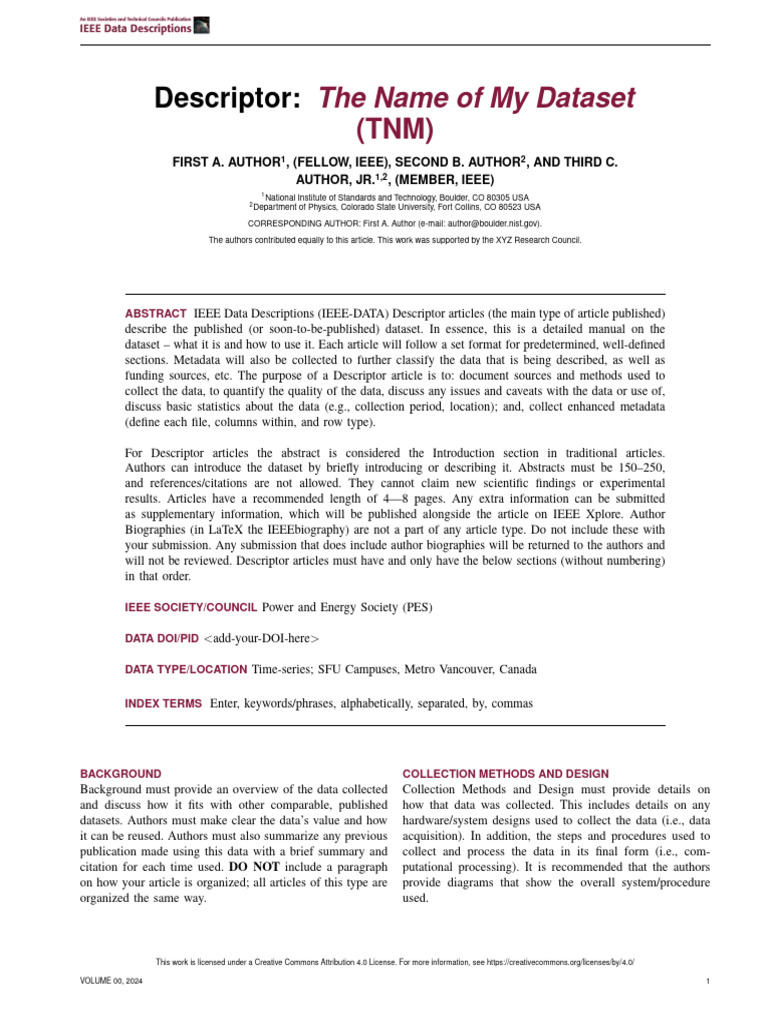 Ieee Data Descriptions | PDF | Data | Metadata