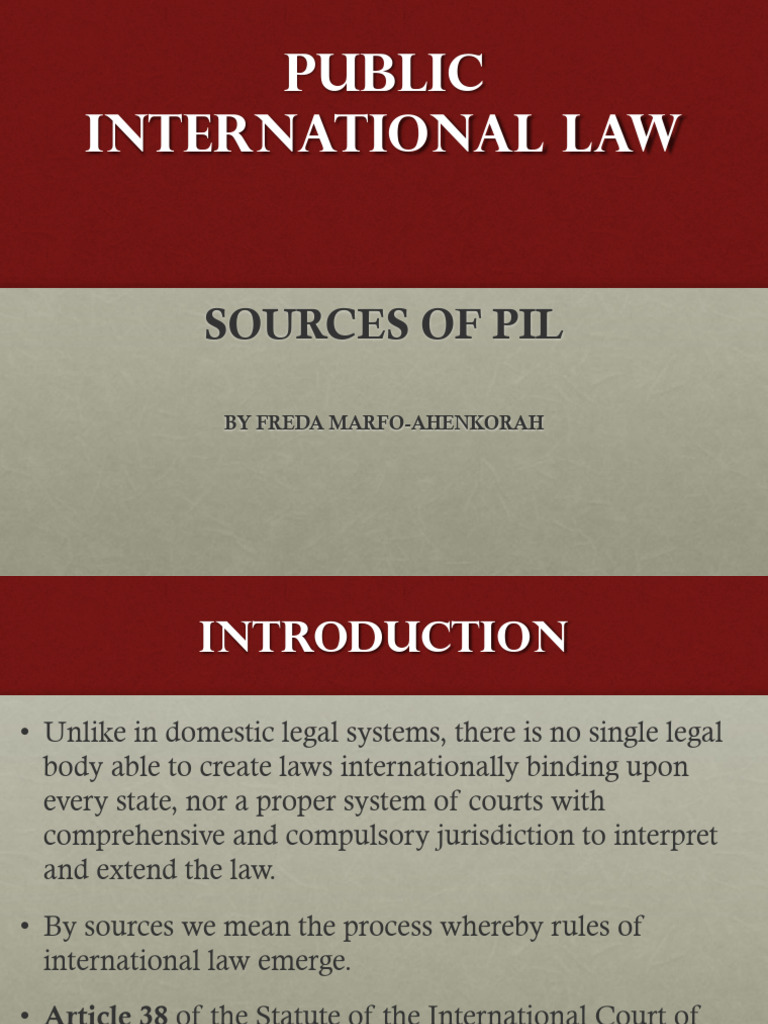 Pil Sources of Law Lecture 2 | PDF | International Law | Treaty