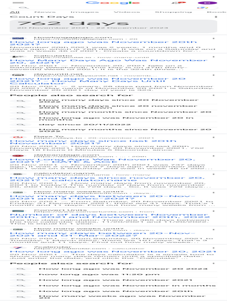 Days Since November 20, 2021 | PDF