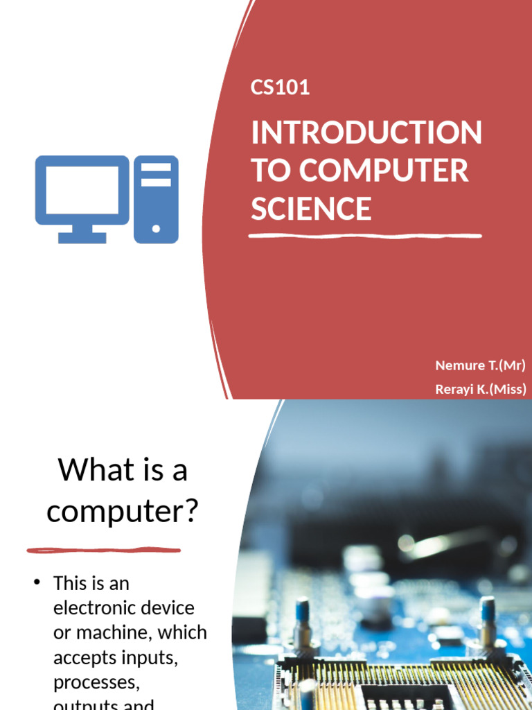 CS101 Lecture 1 - 2024-1 | PDF | Central Processing Unit | Server (Computing)