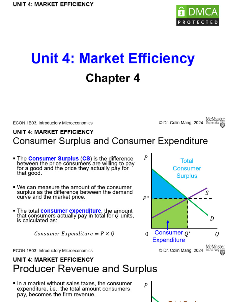 Unit 4 Market Efficiency Lecture | PDF | Economic Surplus | Taxes