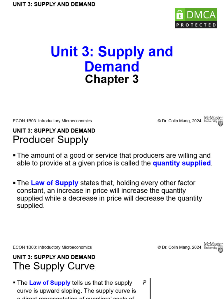 Unit 3 Supply and Demand Lecture | PDF | Supply And Demand | Demand