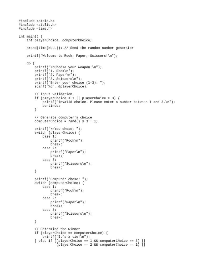 Rock Scissor Paper Code | PDF