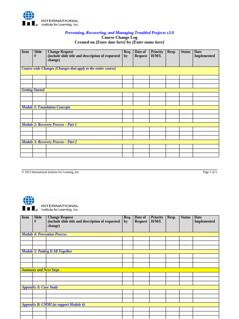 Managing Troubled Projects Course Log | PDF