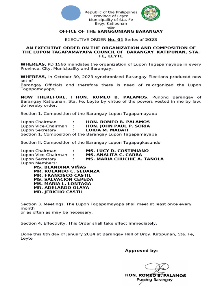 Eo Lupong Tagapamayapa1 | PDF