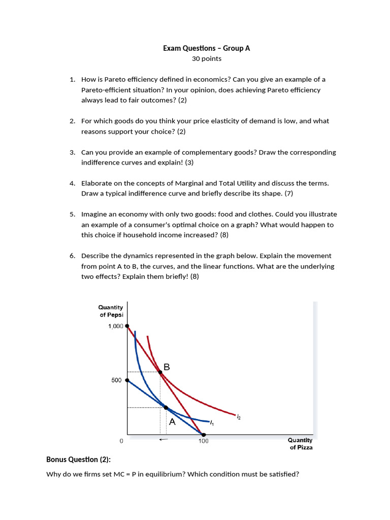 Economics Exam Questions: Utility & Efficiency | PDF | Pareto ...