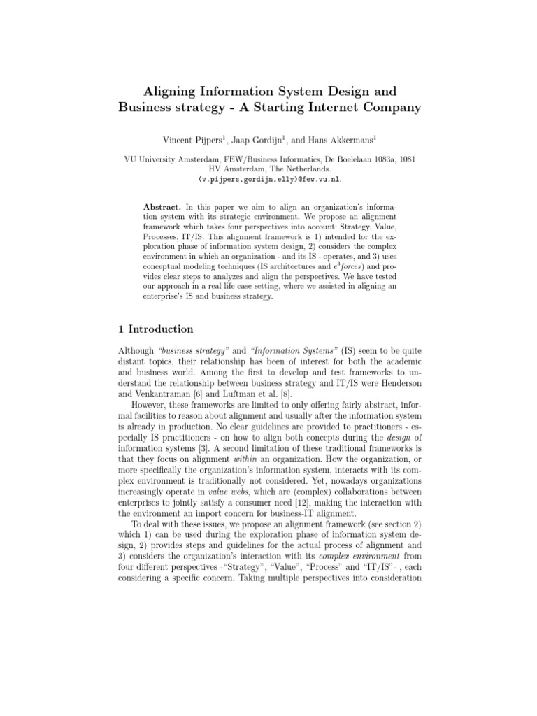 Aligning Information System Design and Business strategy | PDF | Strategic Management | Force
