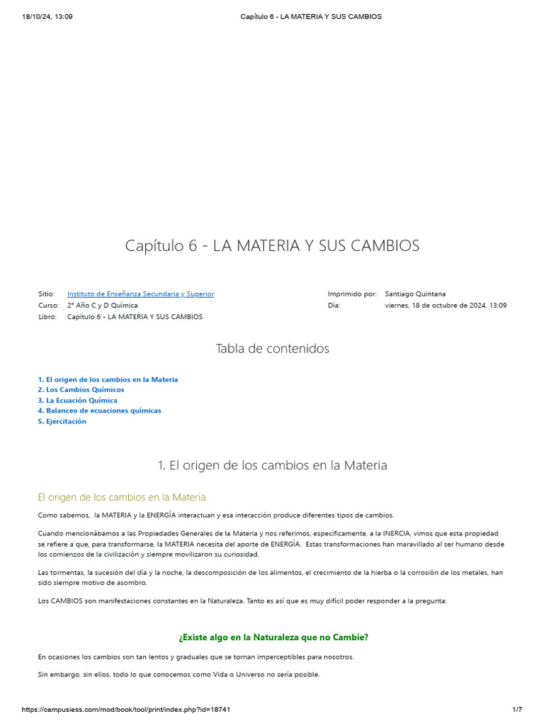 Cambios en la Materia y Química | PDF | Sustancias químicas ...