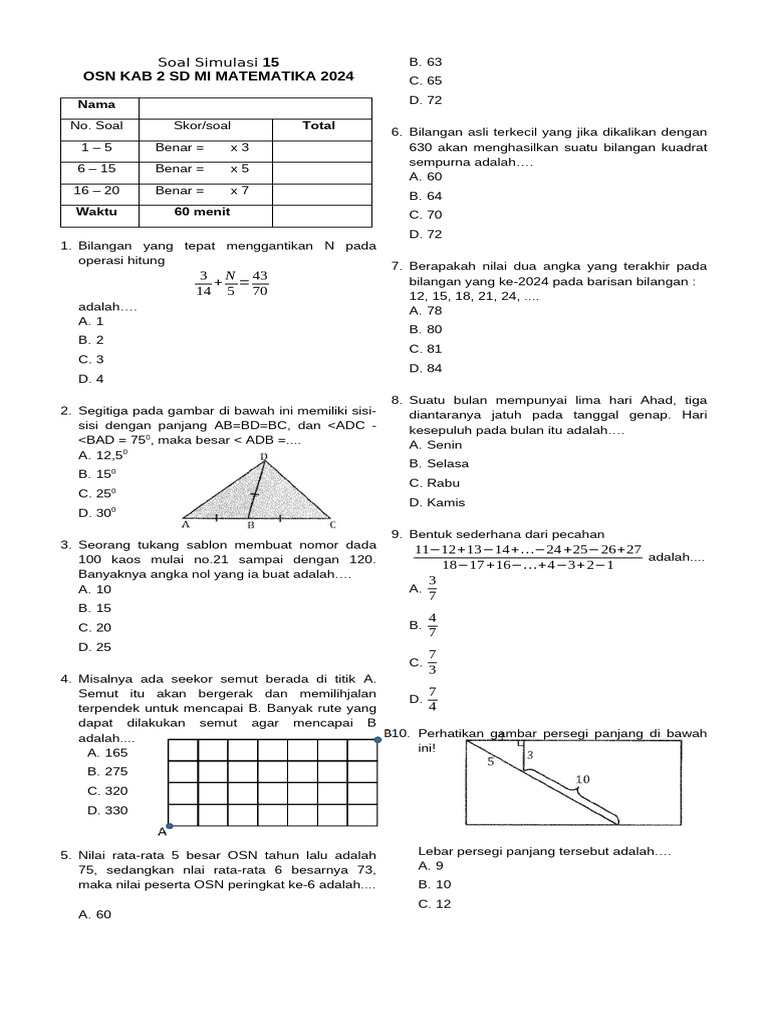 Soal Simulasi 15 Osn-K | PDF
