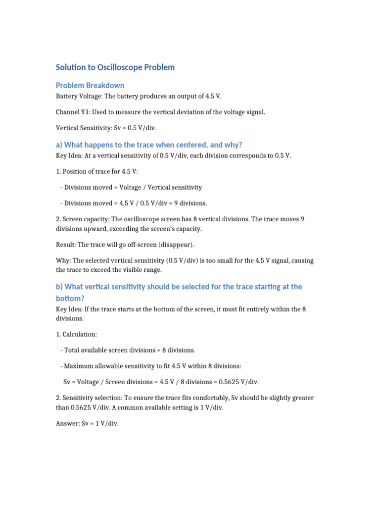 Oscilloscope Problem Trace | PDF
