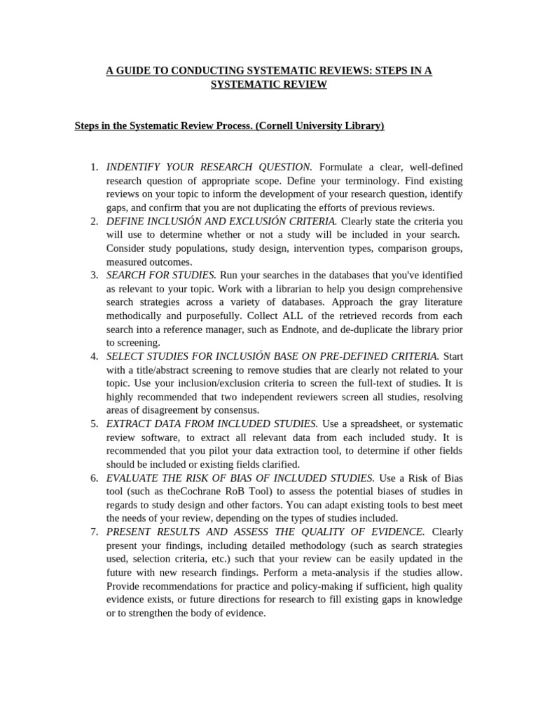 Systematic Review Process | PDF | Systematic Review | Methodology