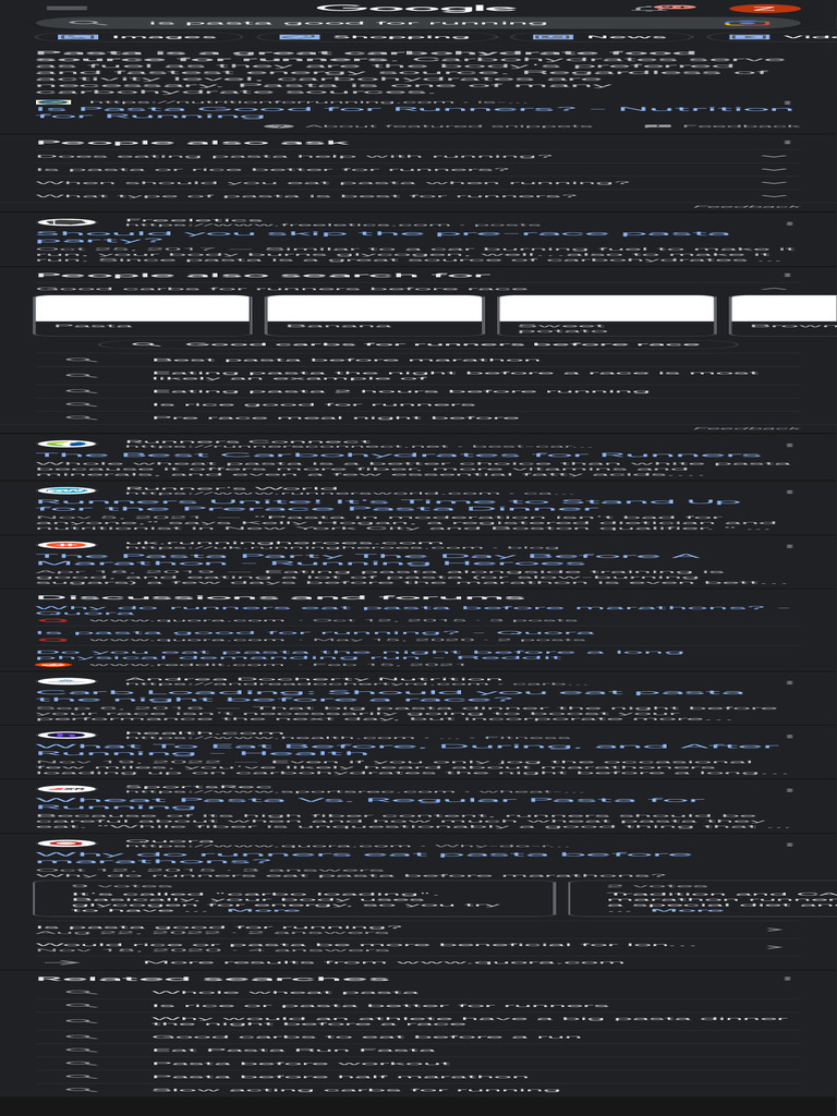 Is Oasta Good for Running - Google Search | PDF | Carbohydrates | Pasta